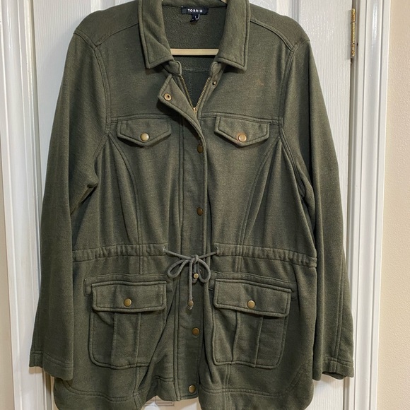 torrid | Jackets & Coats | Torrid Tie Waist Green Full Zip Jacket ...